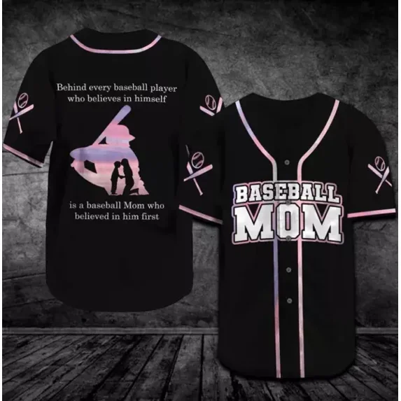 Behind Every Baseball Player Is A Baseball Mom Baseball Tee Jersey ...
