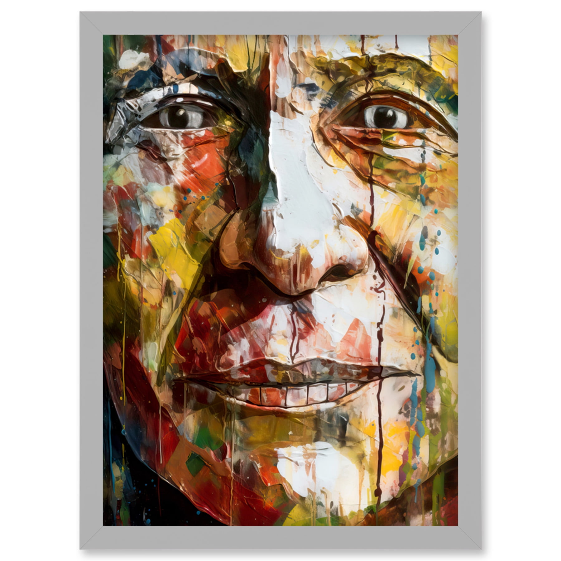 Behind Every Face a Story Close Up Bold Painting Artwork Framed Wall ...