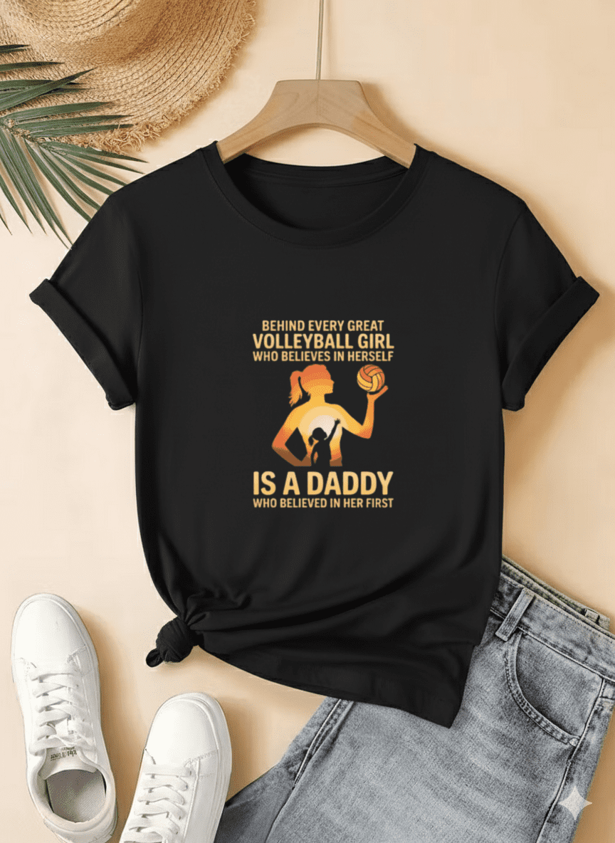 Behind Every Great Volleyball Girl Is A Proud Dad Quote Graphic Unisex ...
