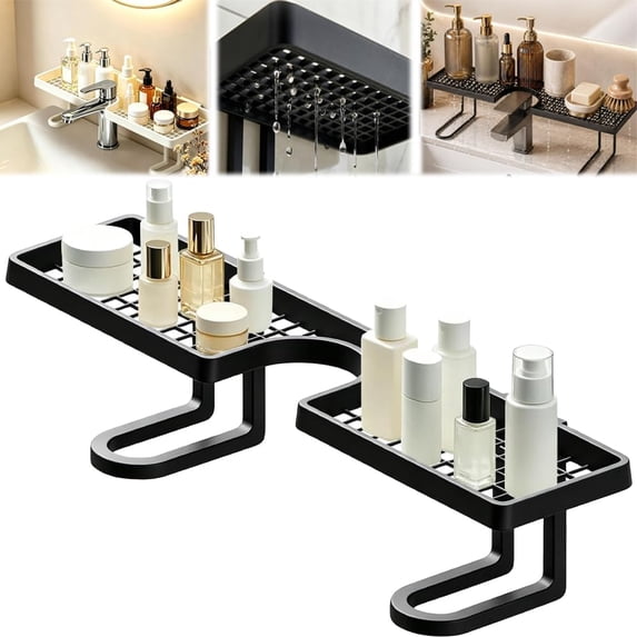 Behind the Faucet Sink Organizer, Over Sink Faucet Storage Rack, No ...
