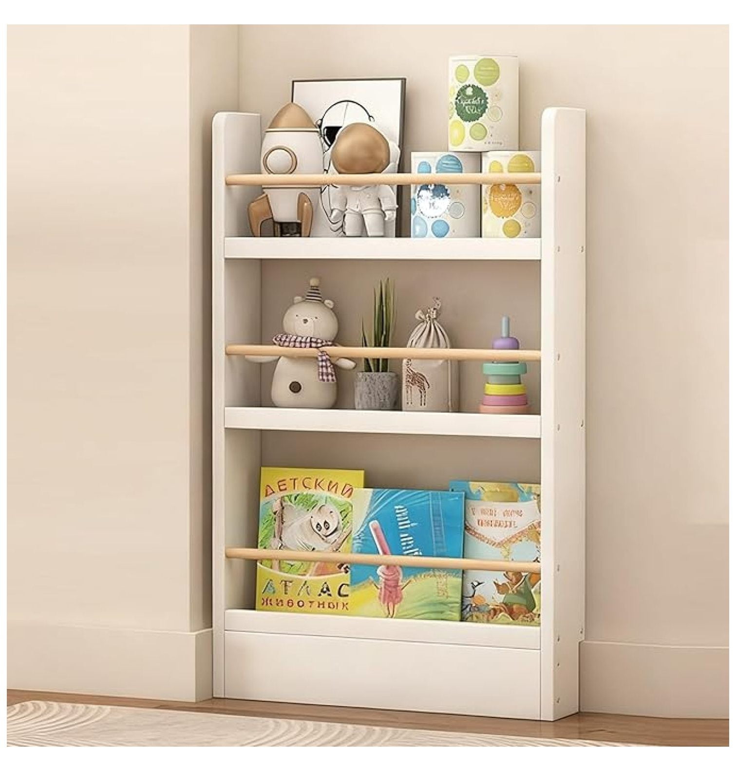 Behind The Door Bookshelf, Kids Wooden Door Shelf 3/4/5/6 Tier ...