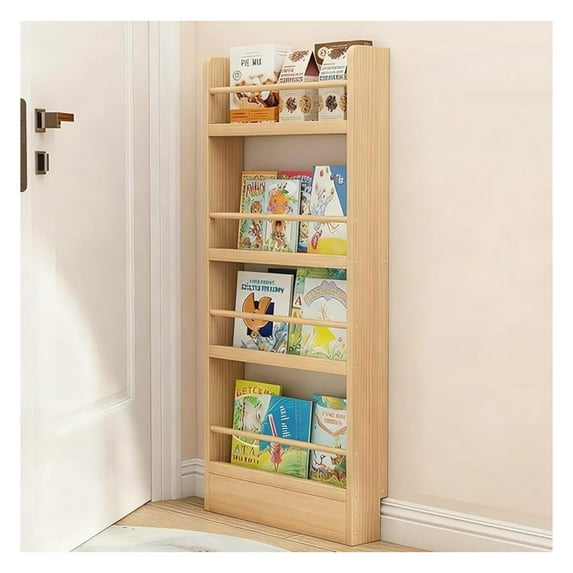 Behind The Door Bookshelf, Kids Wooden Door Shelf 3/4/5/6 Tier ...