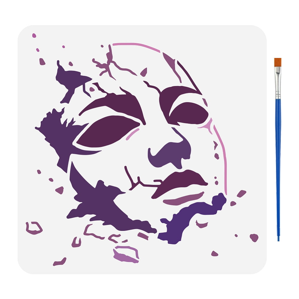 Behind The Face Cover Drawing Stencil with Paint Brush 11.8x11.8inch ...