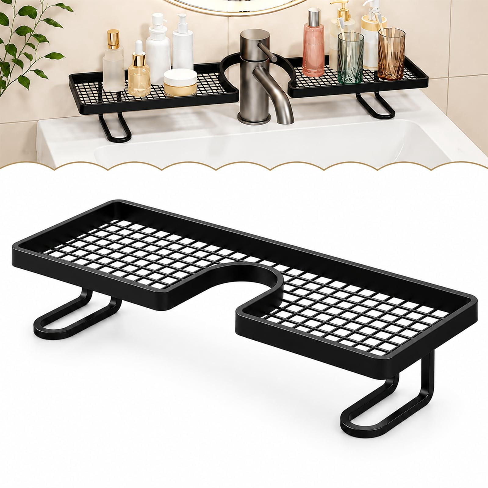 Behind the Faucet Sink Organizer – No‑Drill Over Sink Storage Rack ...