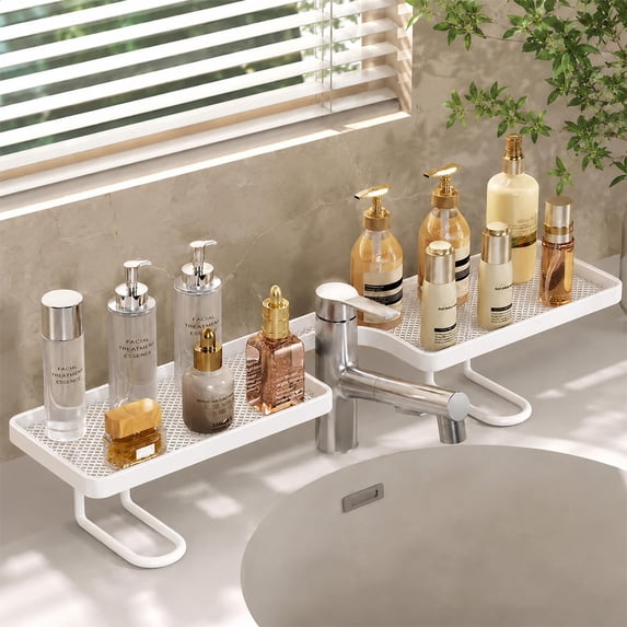 Behind the Faucet Sink Organizer, No-Drill U Shaped Behind the Faucet ...