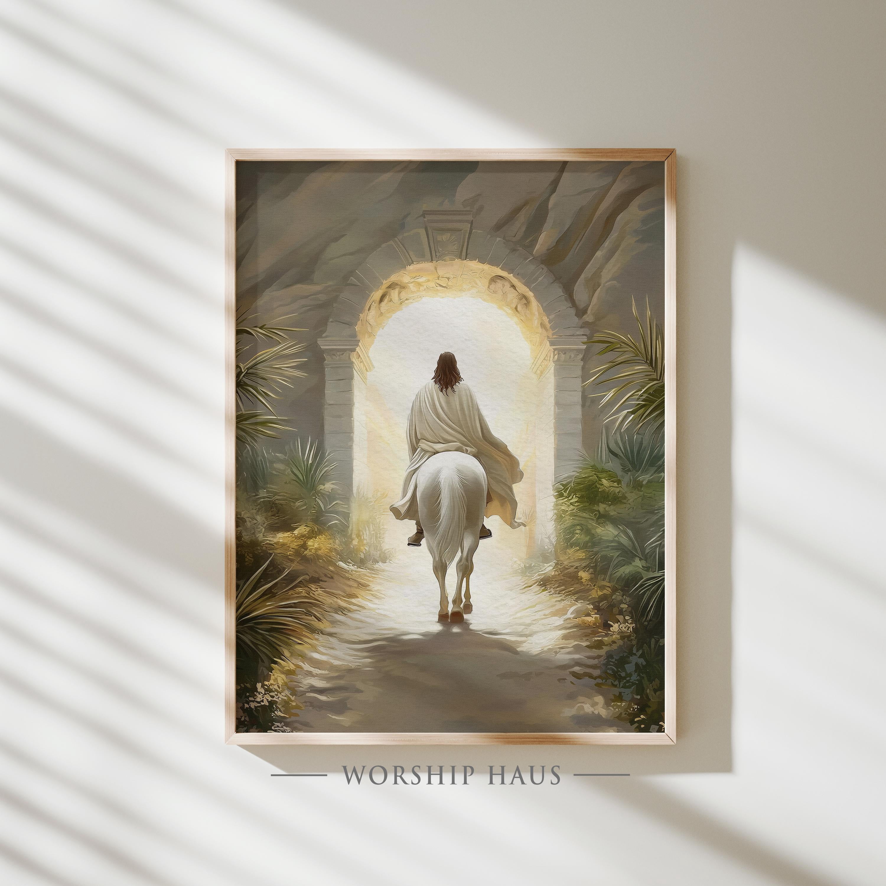 Behold He Comes On A White Horse Christian Wall Art Jesus Return Scene ...