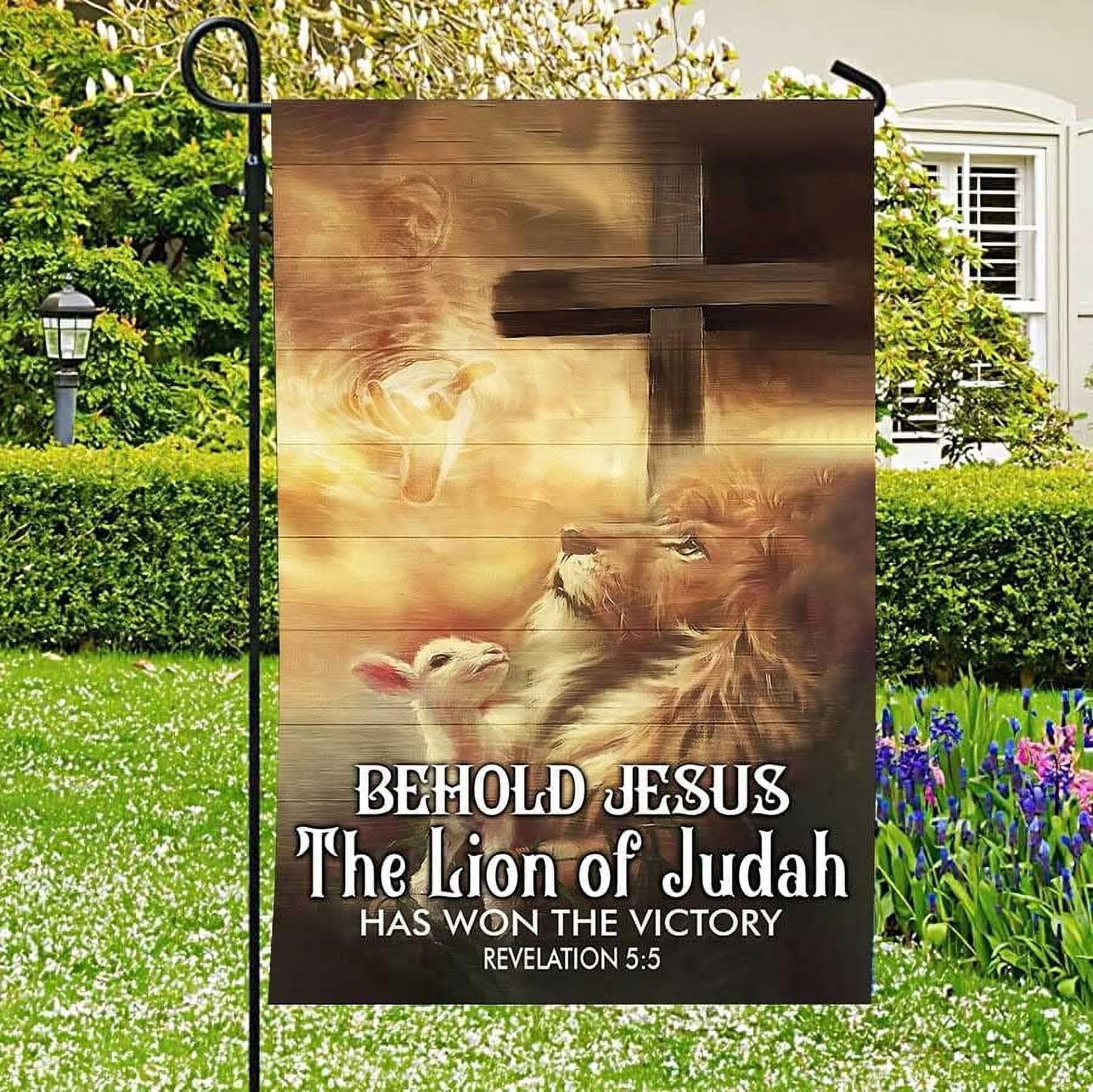 Behold Jesus The Lion Of Judah Has Won The Victory Garden Flag ...