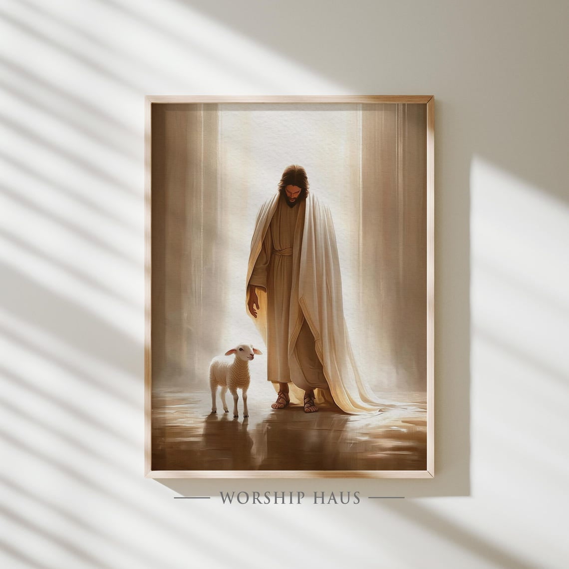 Behold The Lamb Of God Christian Painting Gentle Savior With Lamb ...