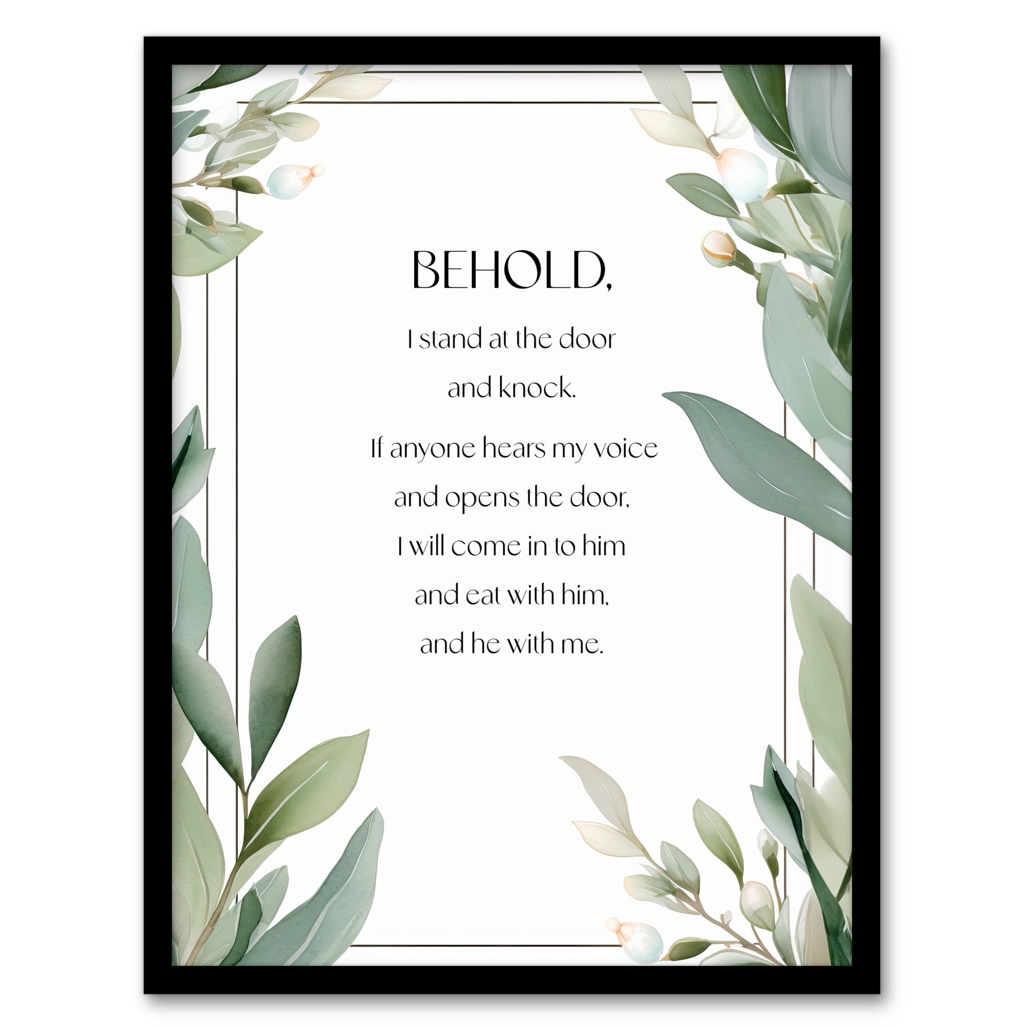 Behold Stand at Door and Knock Green Revelation New Testament Jesus ...