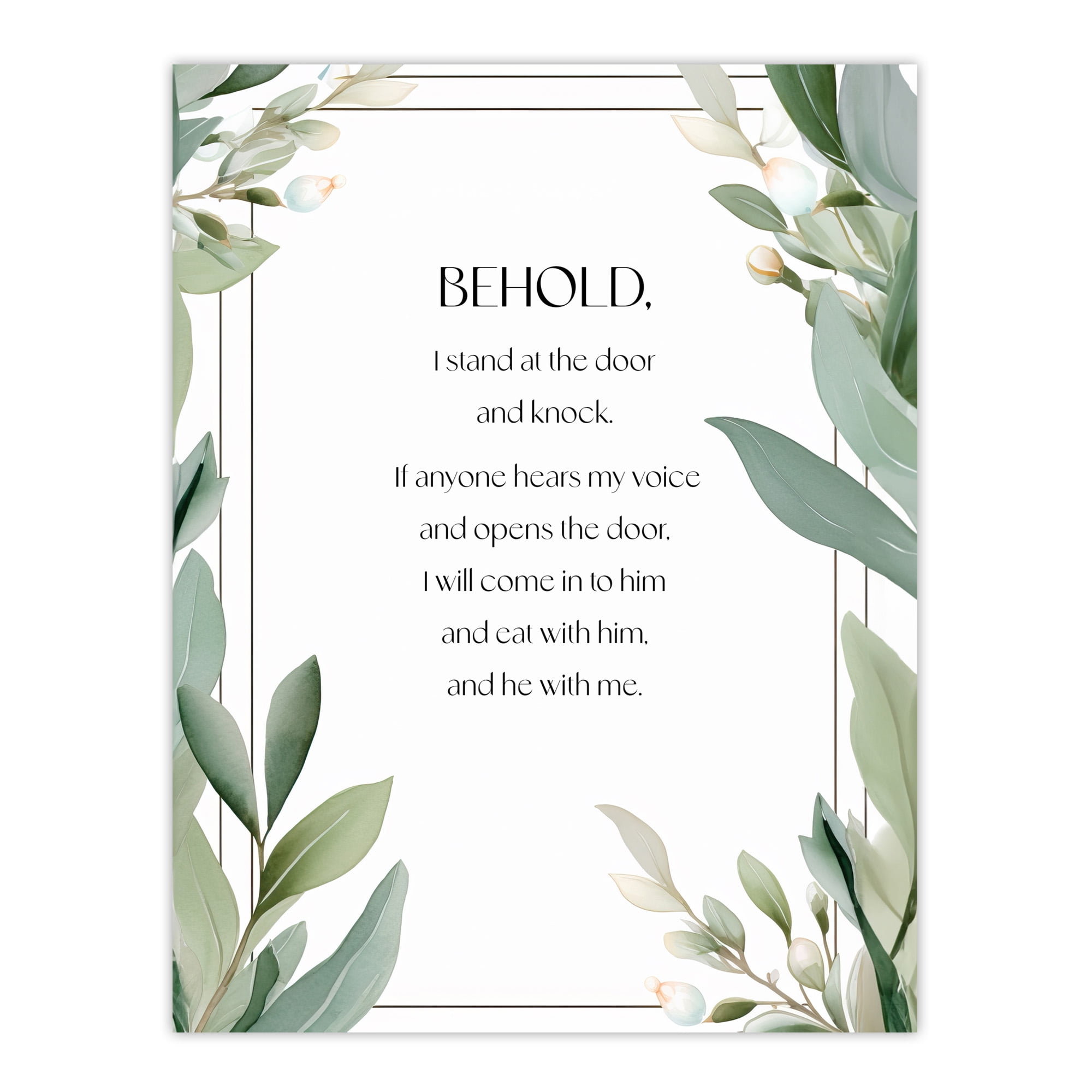 Behold Stand at Door and Knock Green Revelation New Testament Jesus ...