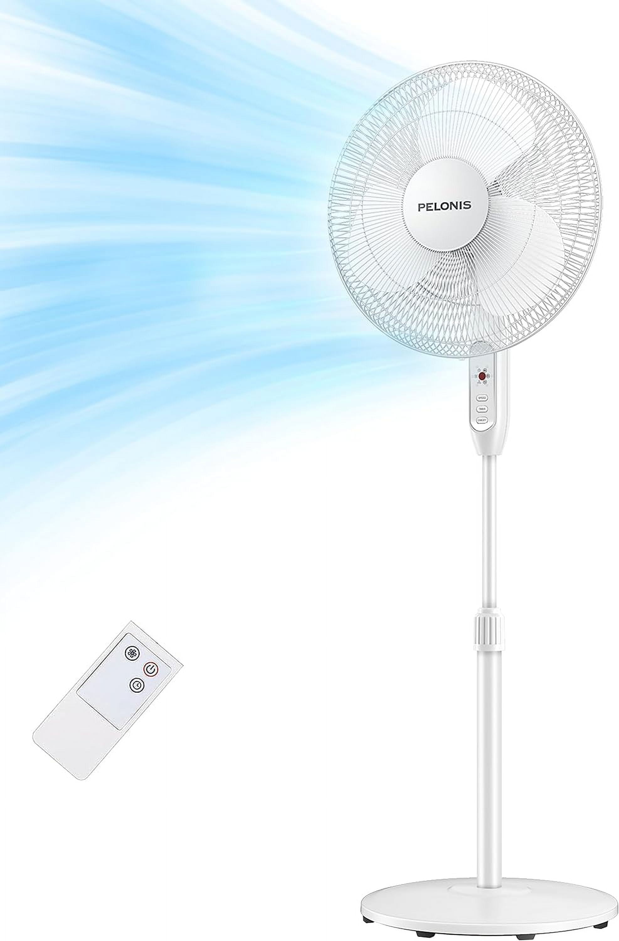 PELONIS 16'' Pedestal Fan with Remote, 3-Speed, Oscillating, 7-Hour ...