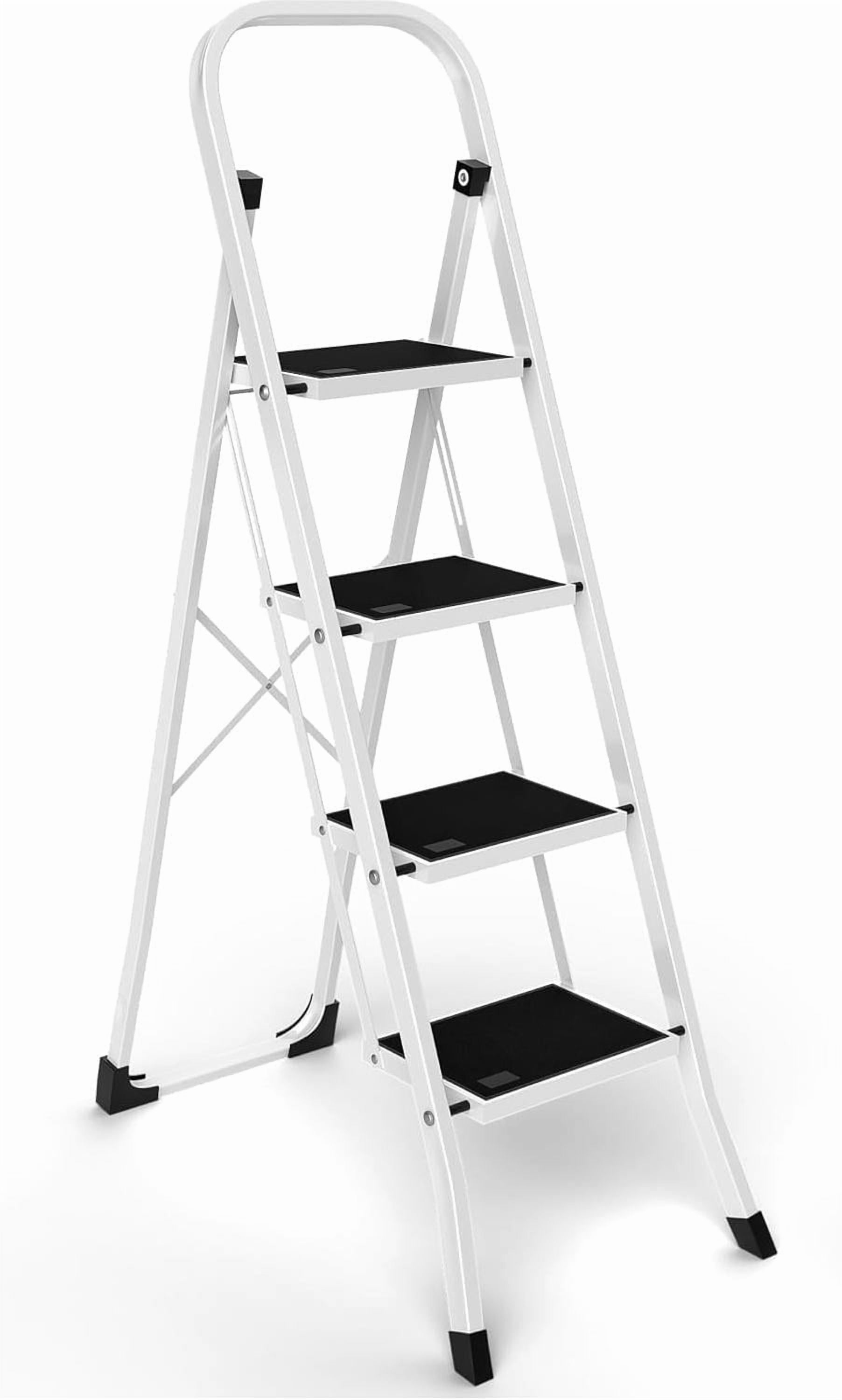 BN-LINK Folding 4 Step Ladder, Durable Iron Step Stool, Anti-Slip ...