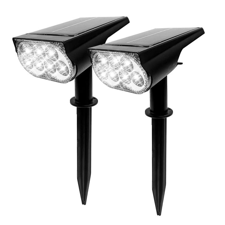 Behome Solar Spot Lights Outdoor, 7 LED Lights, 2-in-1 Waterproof ...