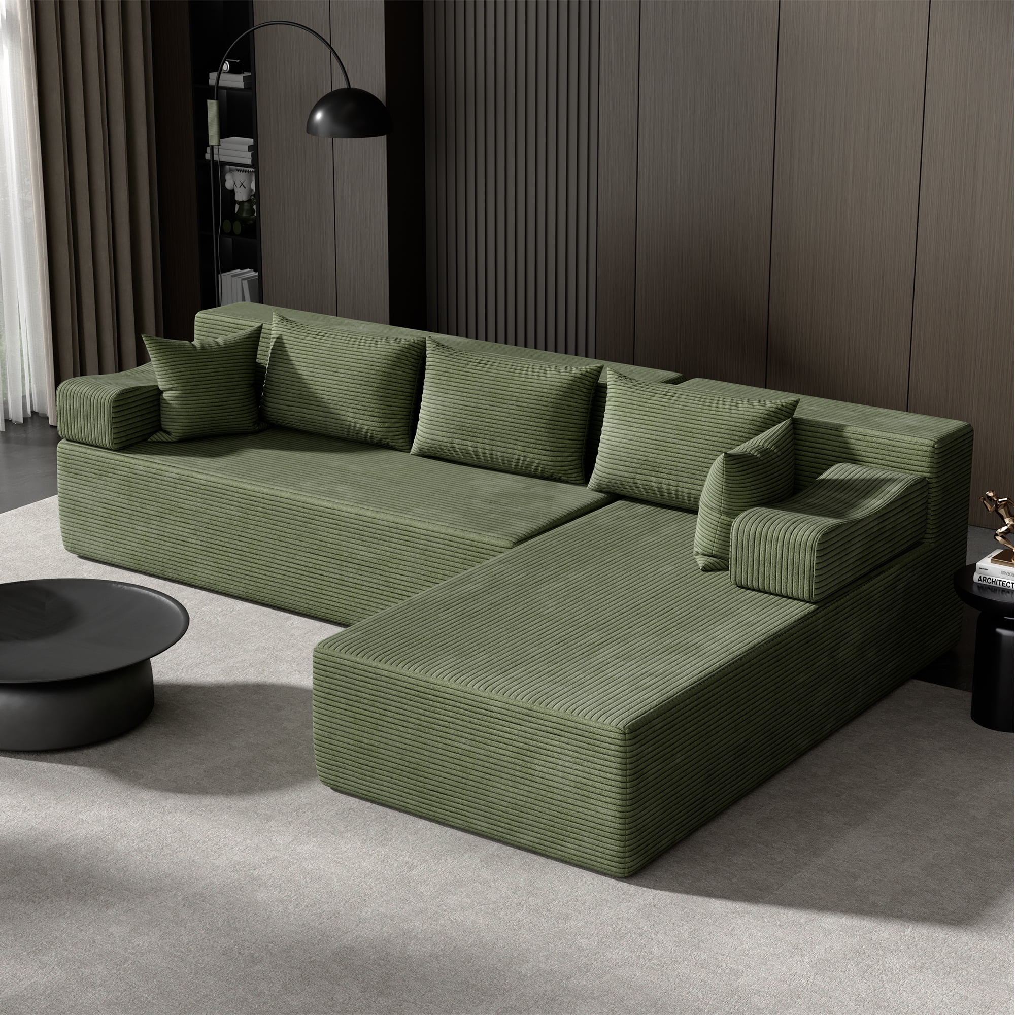 Behost L Shaped Modular Sofa, Oversized Cloud Sectional Couch with Chaise & Pillows for Living ...