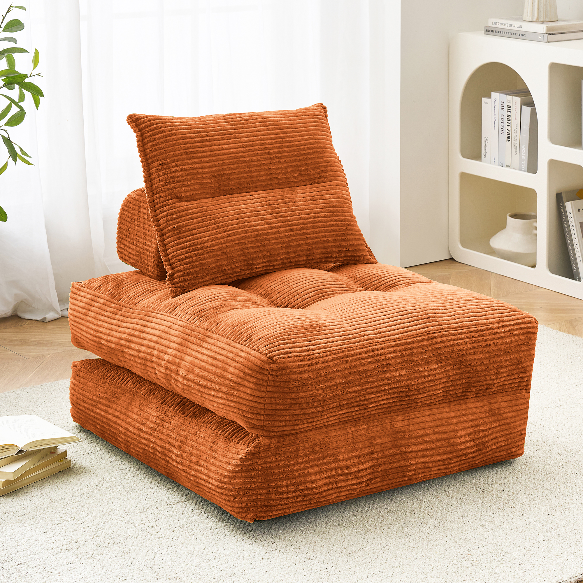 BEHOST 70" Compact Corduroy Sofa Bed Couch, Folding Futon Sleeper for ...