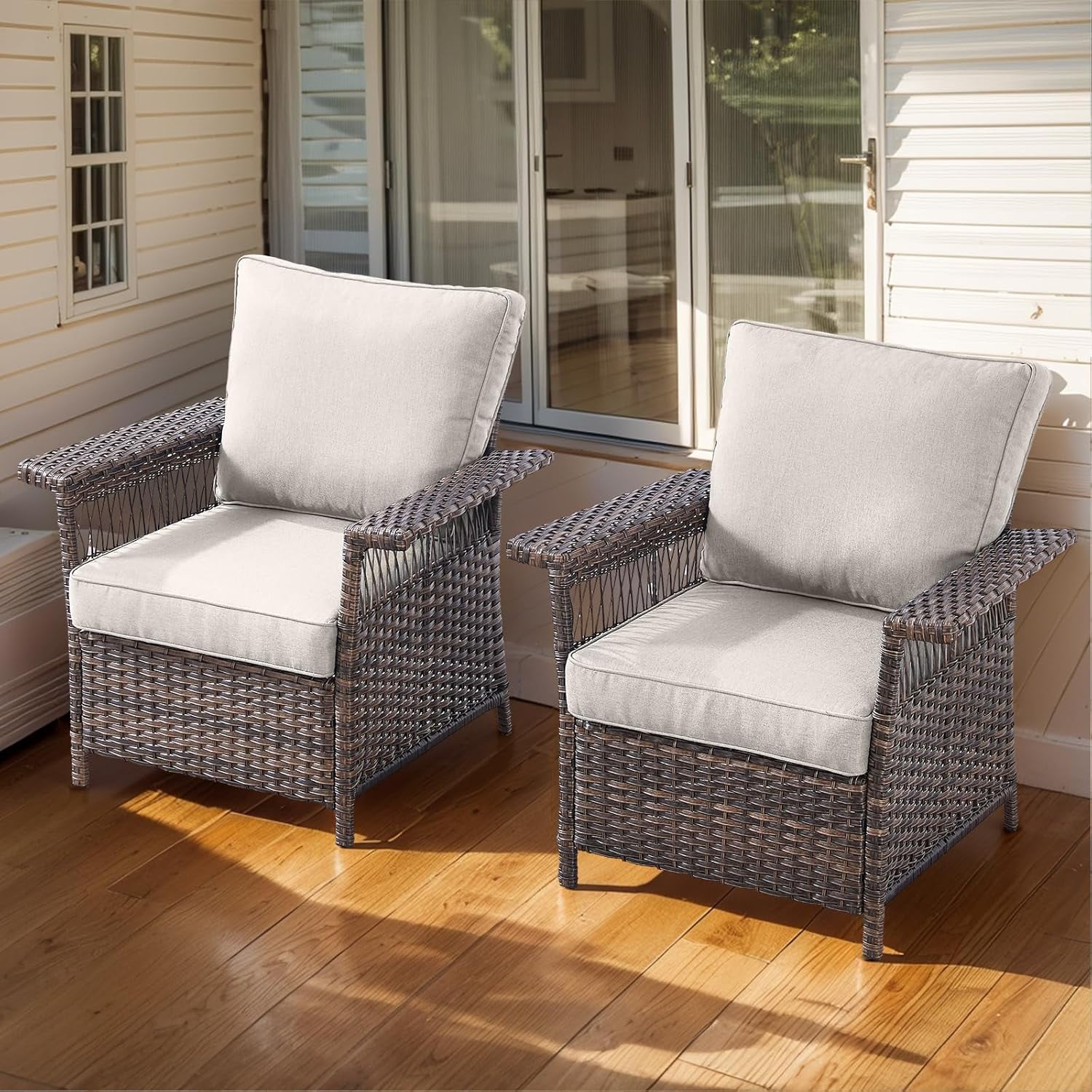 Behousewell 2 Piece Patio Chairs Patio Furniture Sets,All-Weather ...