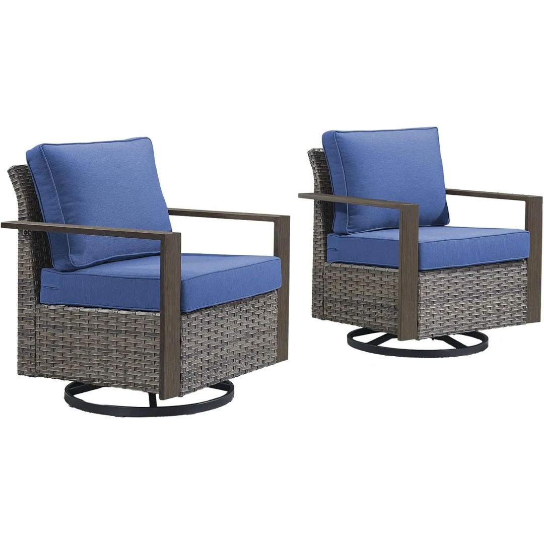 Behousewell Luxury 4 Piece Patio Furniture-High Back Swivel Glider ...