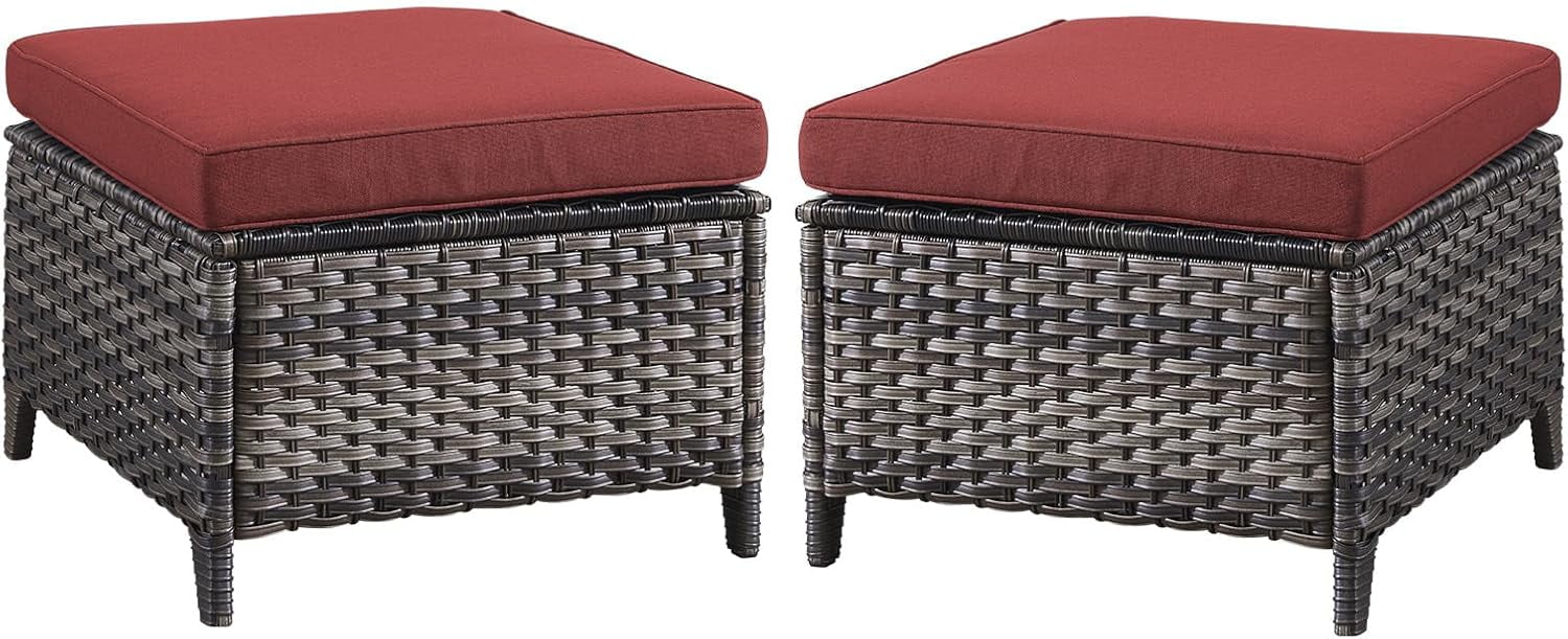 Behousewell Outdoor Ottoman Foot Rest Set of 2,Patio Ottoman Footstool ...