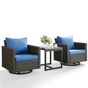 PARKWELL Outdoor Patio Furniture Set, 2-Piece Wicker Chairs with Blue ...