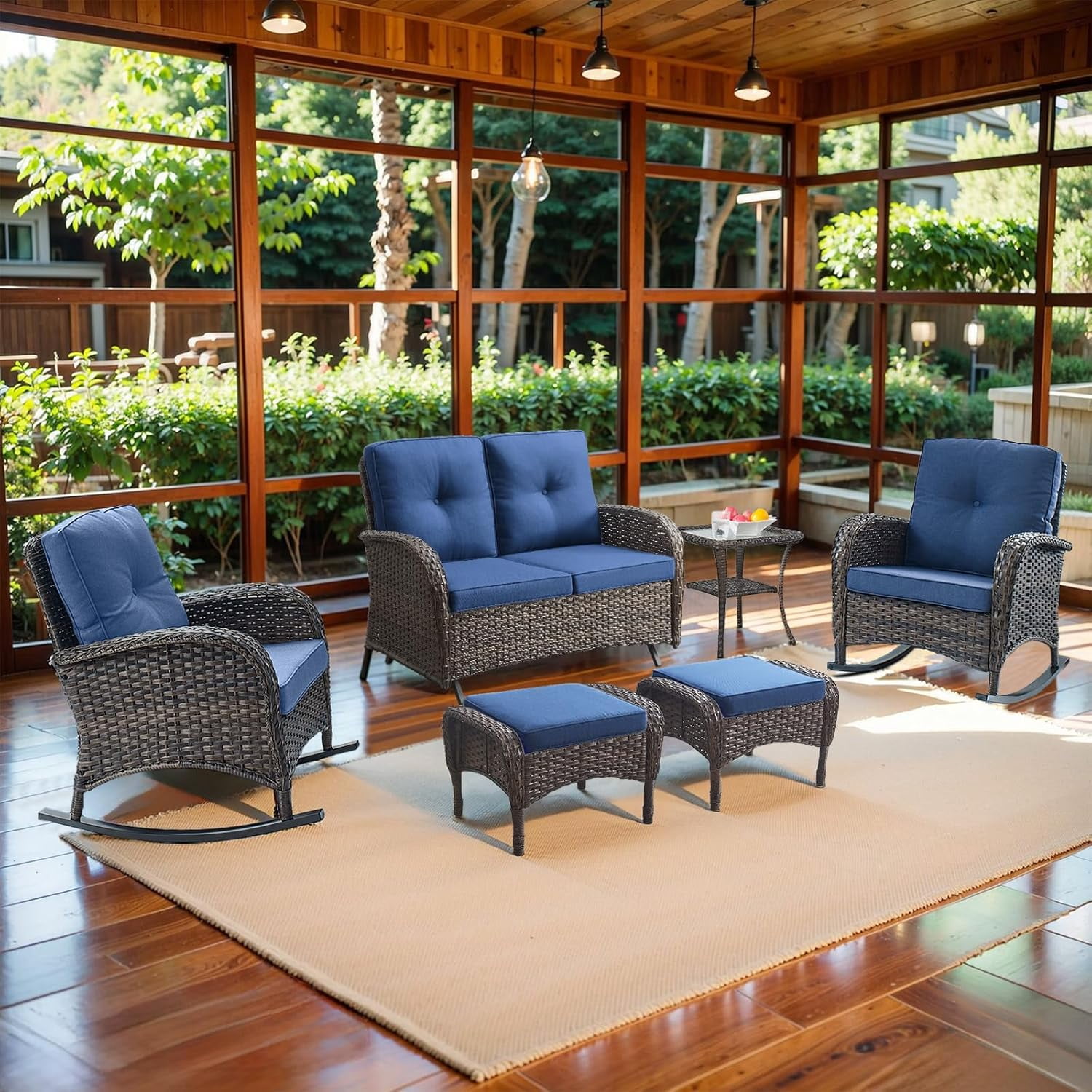 Behousewell Patio Chair Outdoor Wicker Rocking Chair Patio Furniture ...