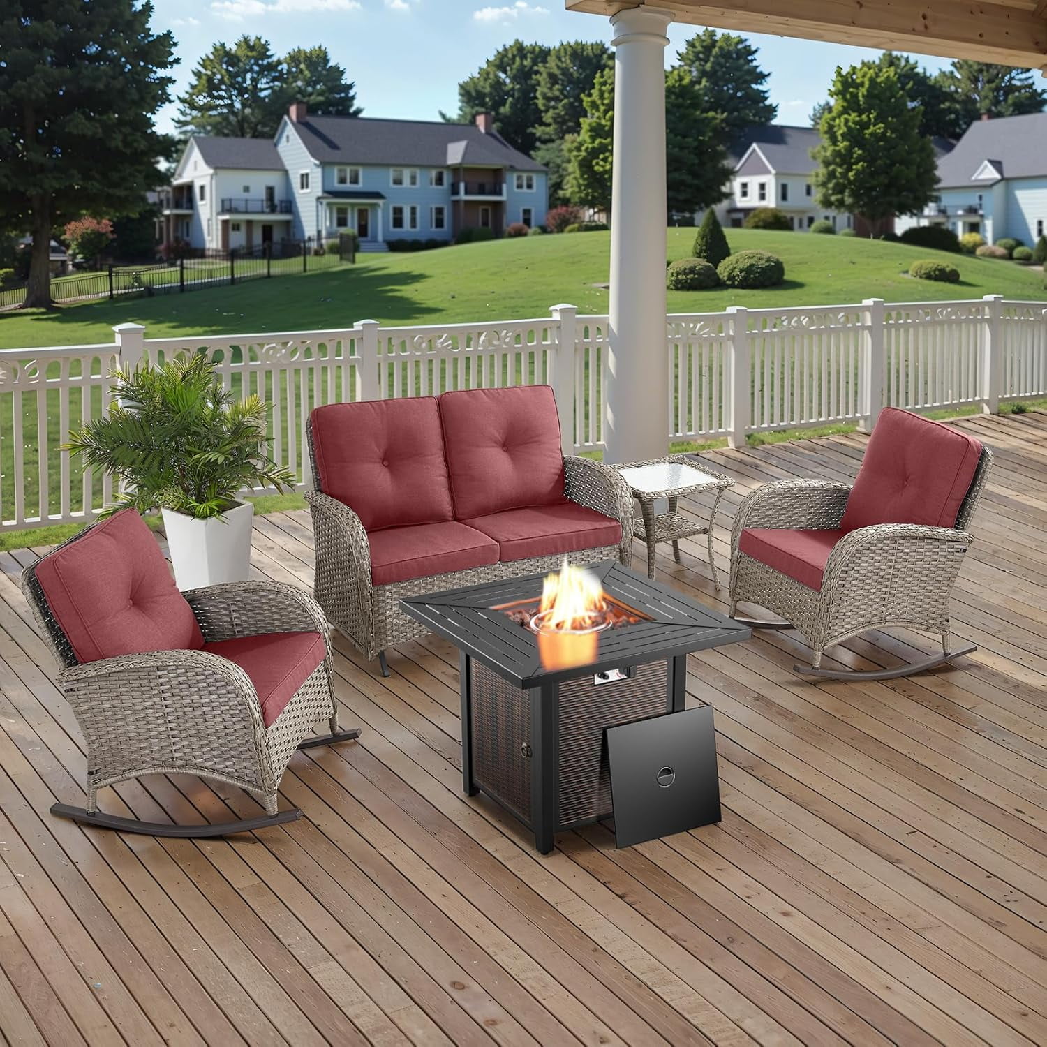 Behousewell Patio Chair Outdoor Wicker Rocking Chair Patio Furniture ...