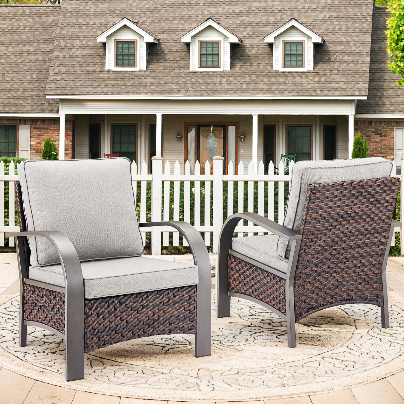 Bellefurn Patio Chairs Set of 2,Wicker Outdoor Furniture Chairs Set ...