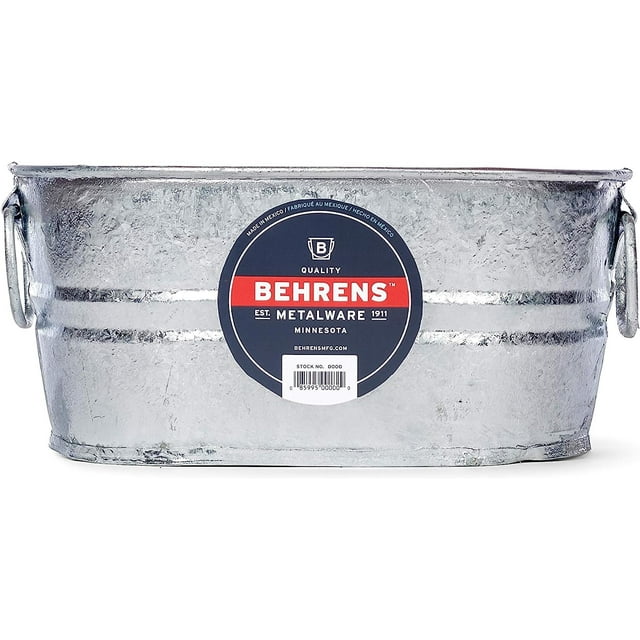 Behrens 0000-0V 1 gal Hot Dipped Steel Oval Tub, Classic Zinc - Walmart.com