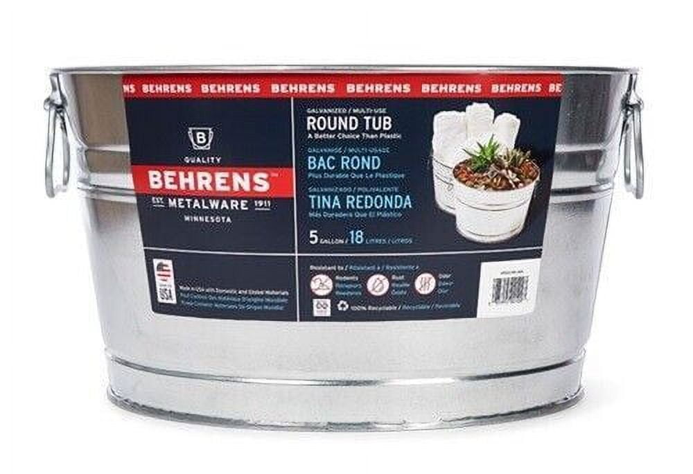 Behrens 0GS 5-Gallon Round Galvanized Weatherproof Steel Tub With ...
