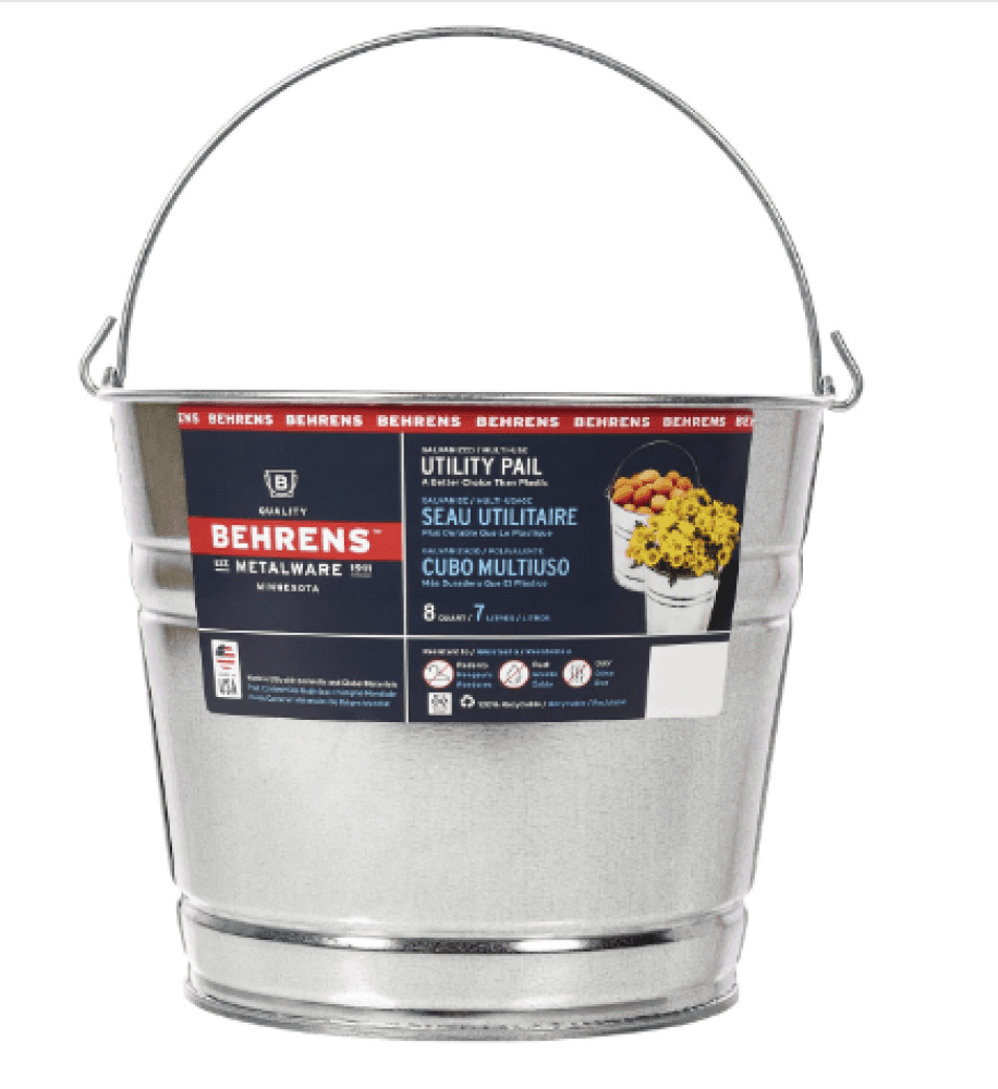 Behrens 1208GS 8 qt. Capacity Galvanized Steel Utility Pail w/ Wire ...