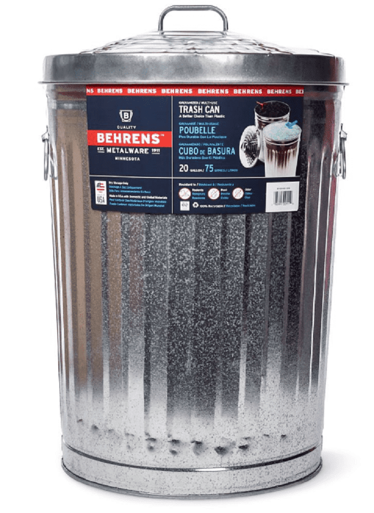 Behrens 1211 20 gal. Capacity Galvanized Steel Utility/Trash Can ...