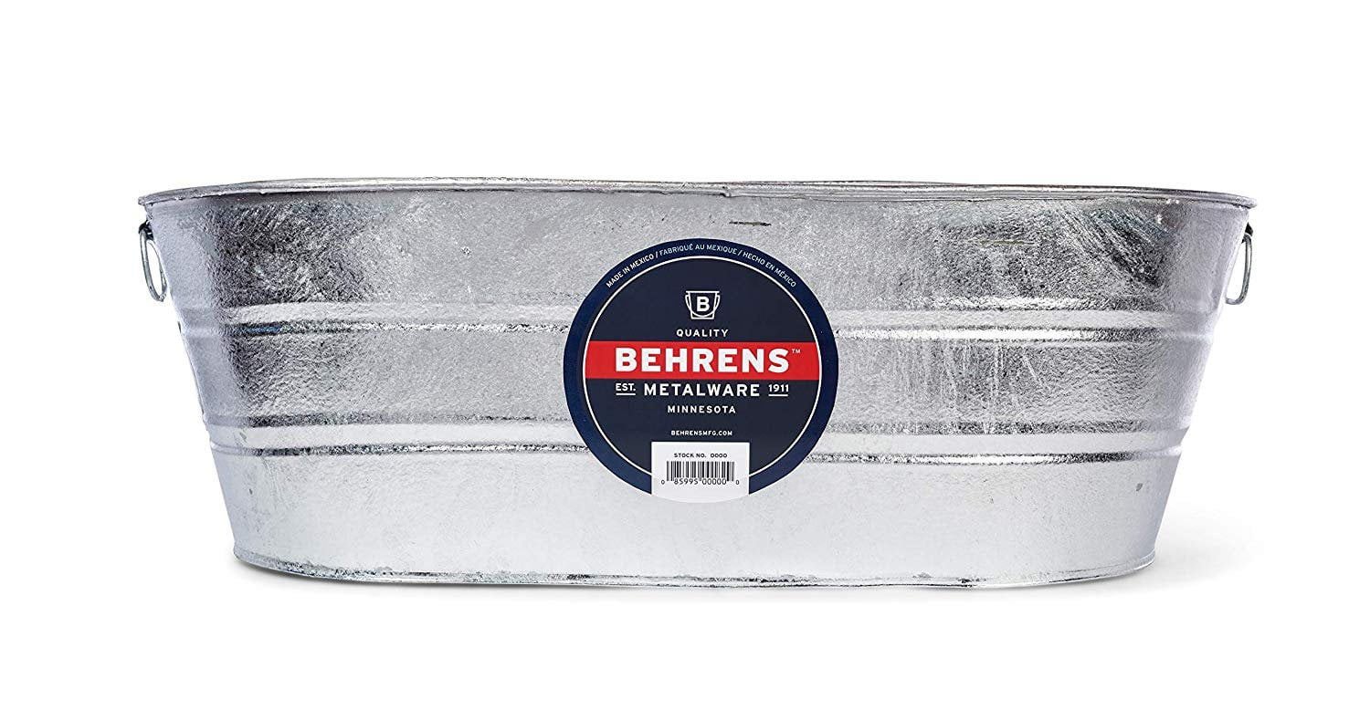 Behrens Large 16-Gallon Galvanized Steel Tub with Big Metal Handles ...