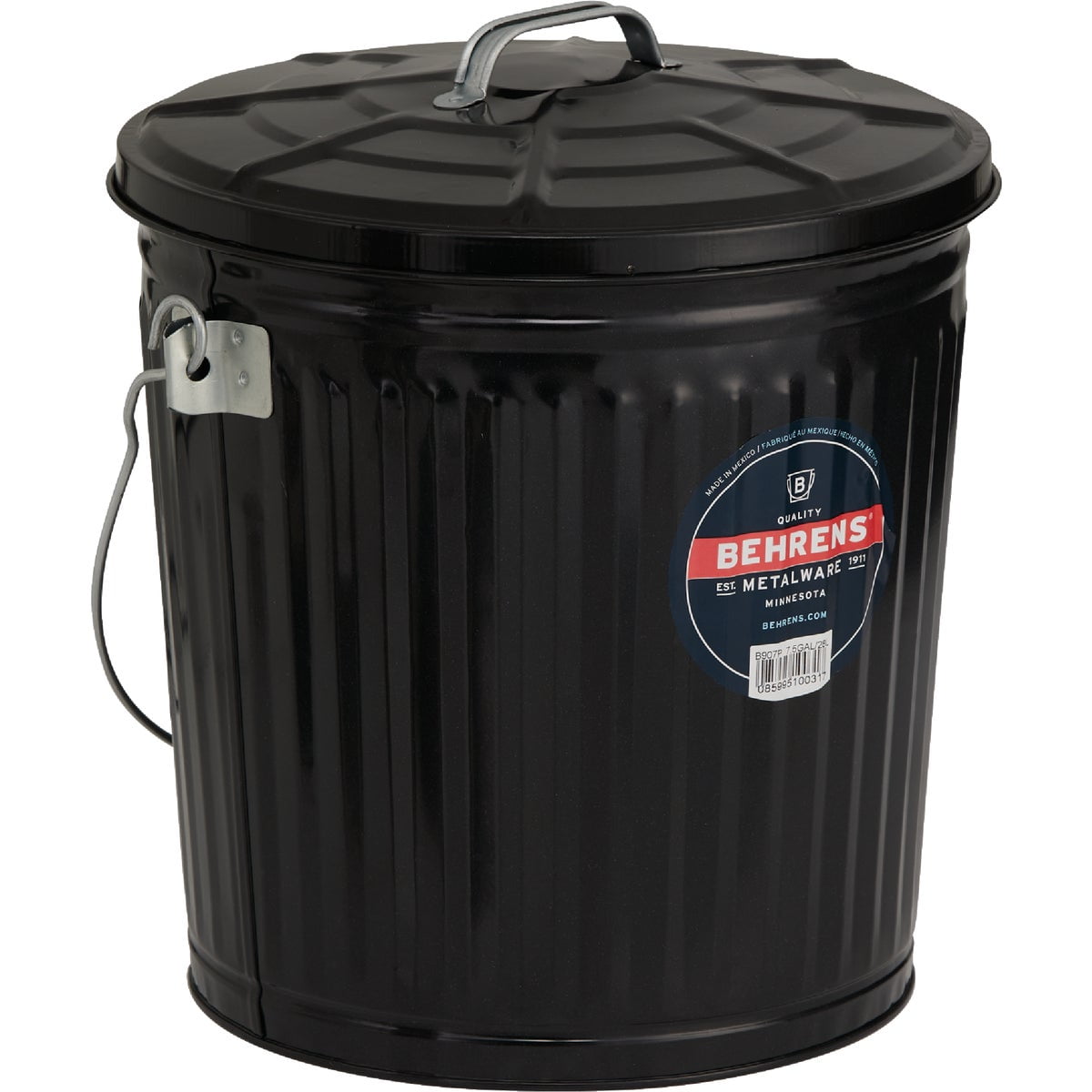Behrens 7.5 Gal. Black Galvanized Steel Ash Pail B907PK - Walmart.com