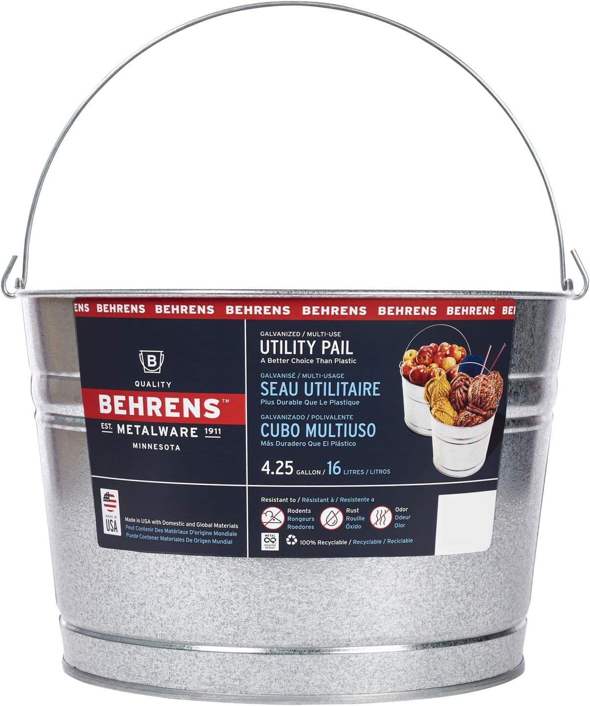 Behrens C17GS 4 Gallon Galvanized Sheet Steel Wash Tub Bucket ...