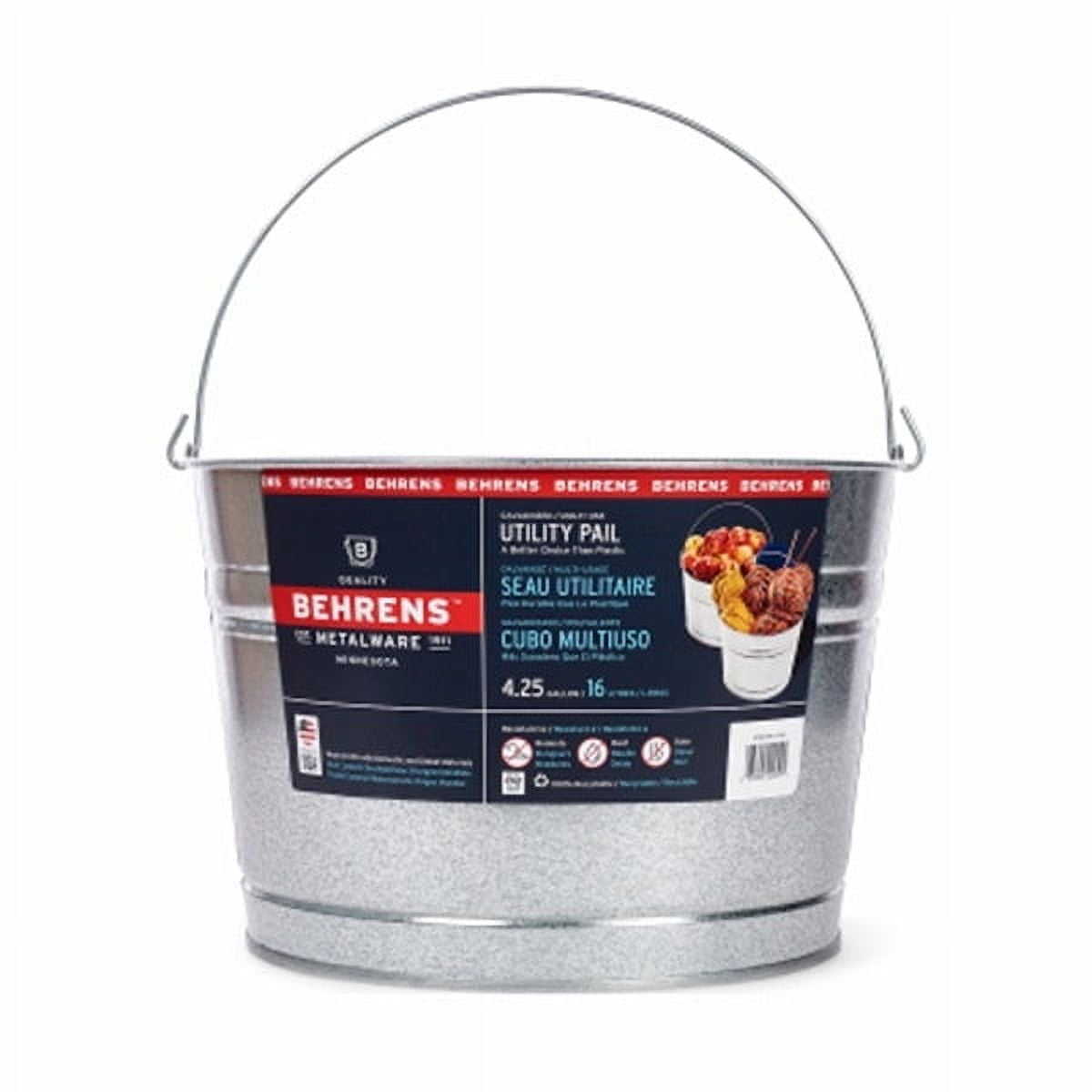 Behrens C17GS 4 Gallon Metal Round Pail - Galvanized Sheet Steel Wash ...