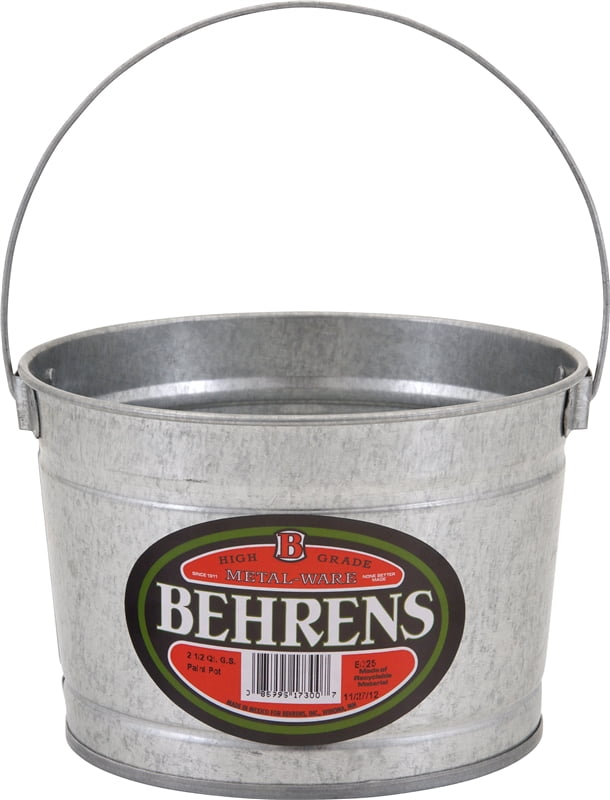 Behrens Galvanized Steel Utility Pail, 2.5 qt Capacity, Wire Reinforced ...