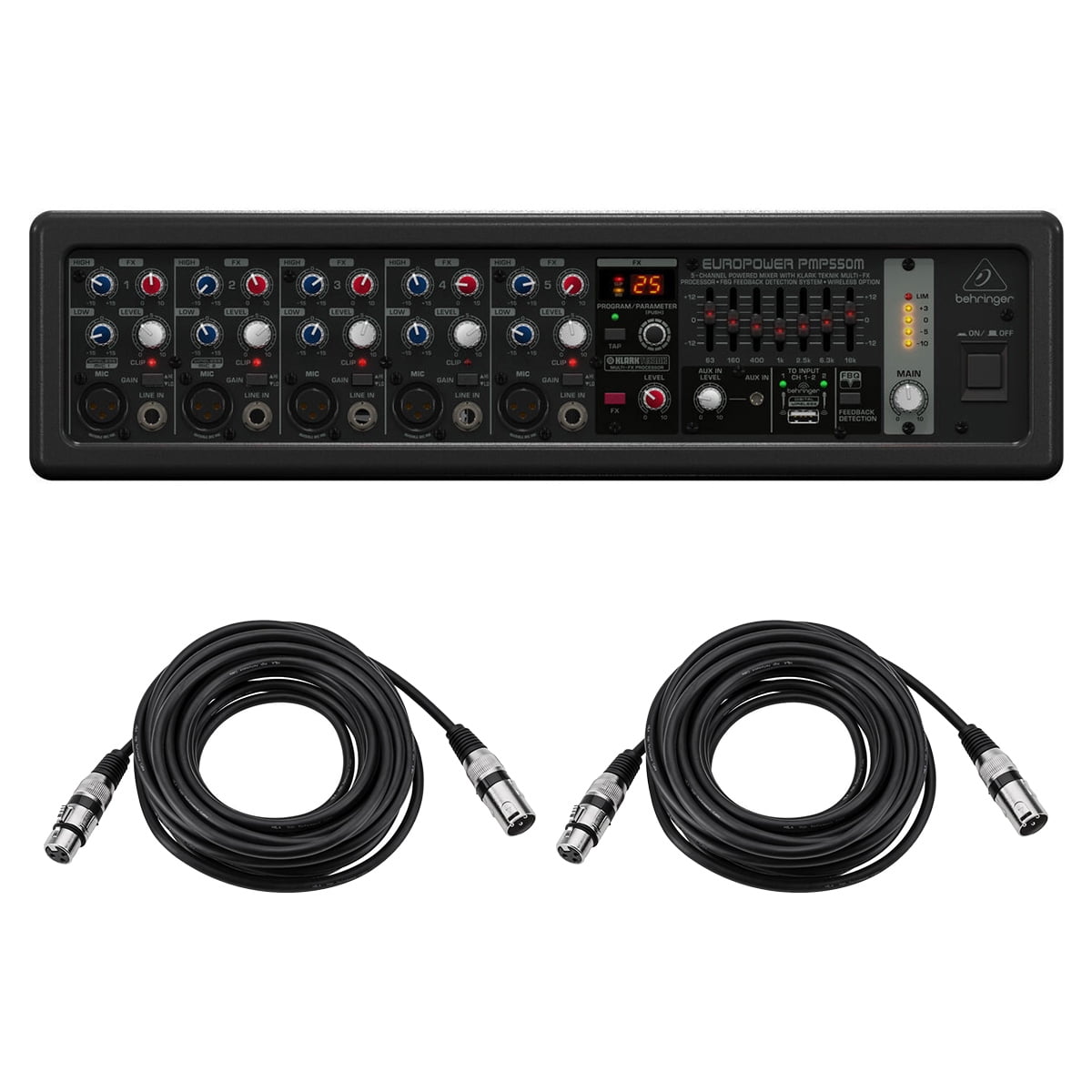 Behringer EUROPOWER PMP550M 500W 5-Channel Powered Mixer, Bundle with ...