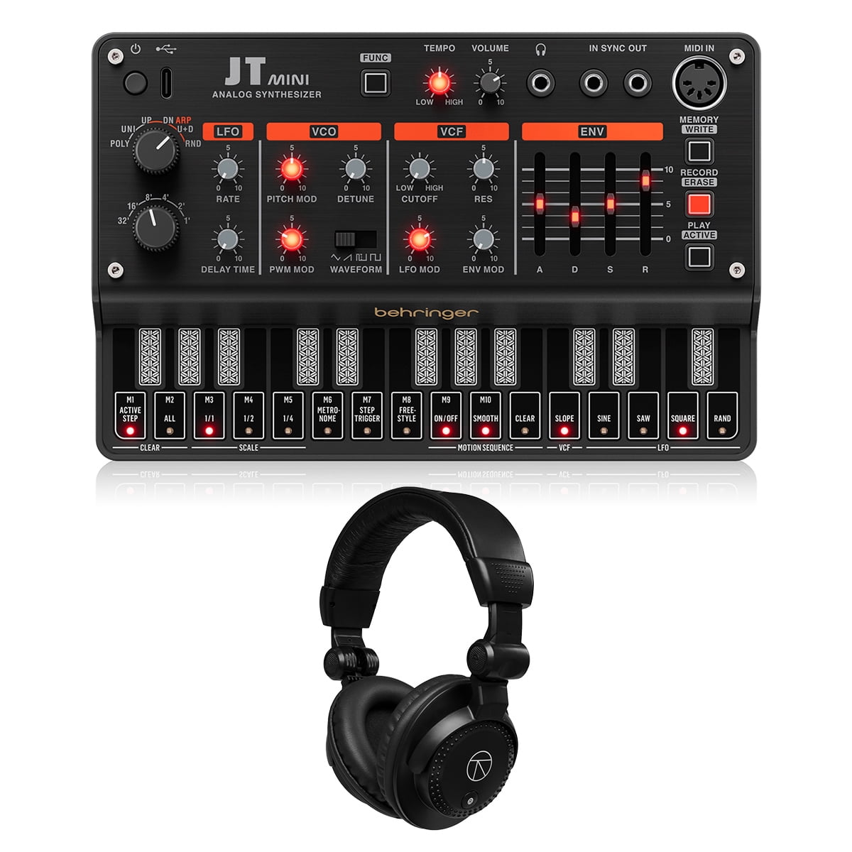 Behringer JT MINI 3-Voice Analog Polyphonic Synthesizer, Bundle with ...