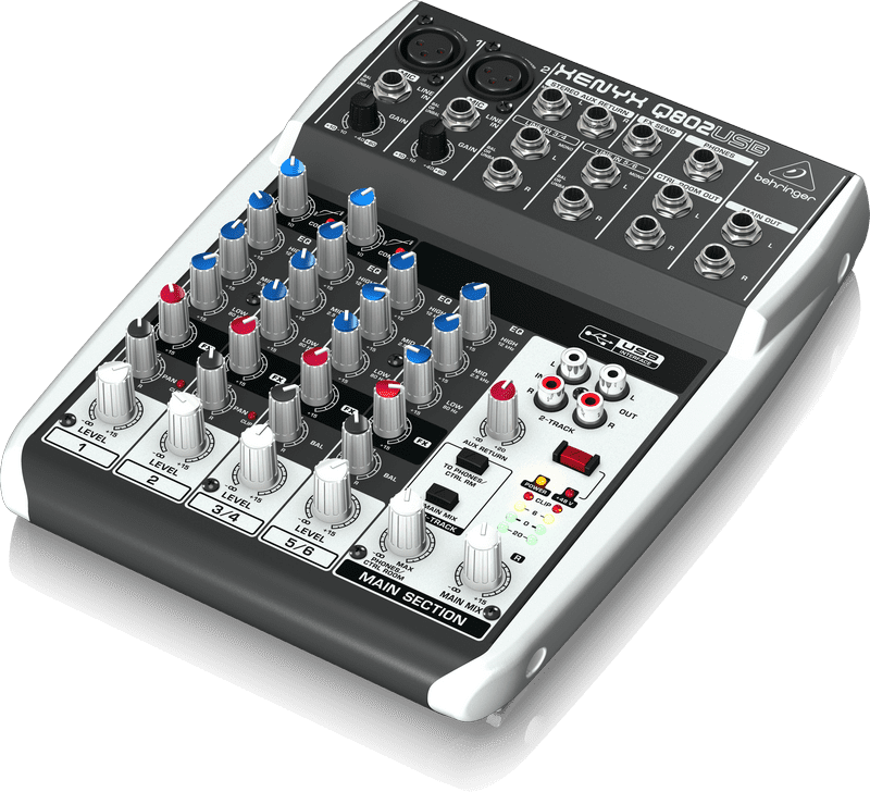 Behringer Q802USB 8-Input 2-Bus USB Audio Interface Mixer w/ XENYX Mic ...