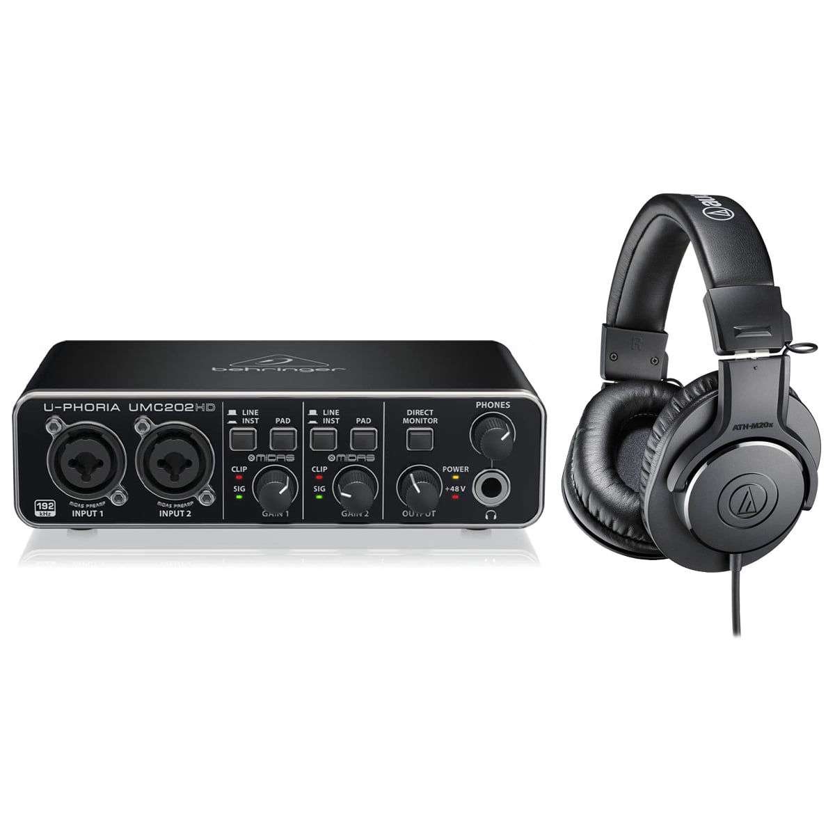 Behringer U-PHORIA UMC202HD USB Audio Interface, Bundle with ATH-M20x ...