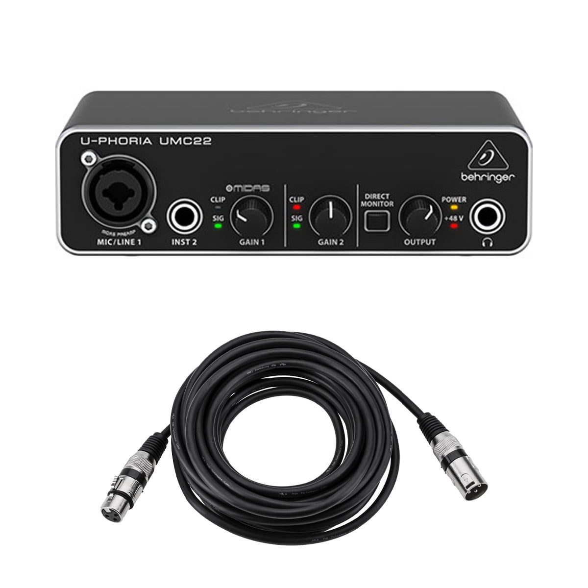 Behringer U-Phoria UMC 22 Audiophile 2x2 USB Audio Interface with MIDAS ...