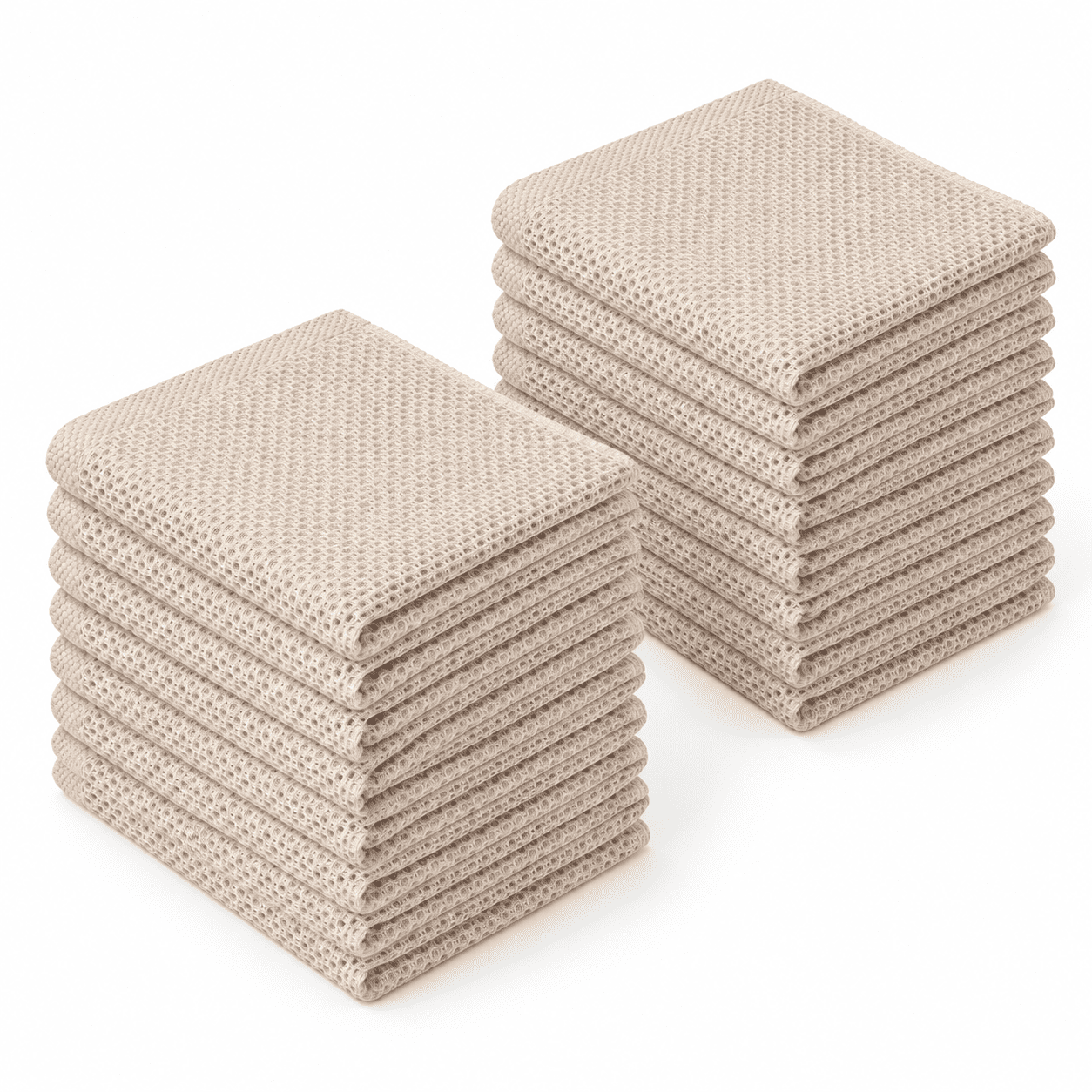 Beige 12 X 12 - 18 Pack Waffle Weave Cotton Kitchen Dish Cloths ...