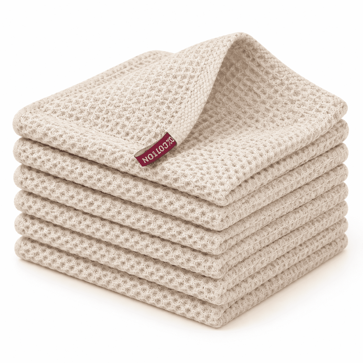 Beige 12 X 12 - 6 Pack Waffle Weave Cotton Kitchen Dish Cloths ...
