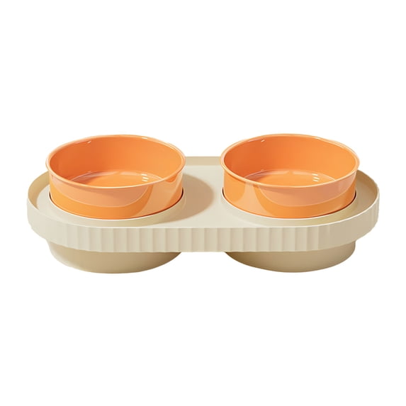 Beige 2 In 1 Pet Bowl Non Slip Base Anti Tipping For Cat Dog Food And ...