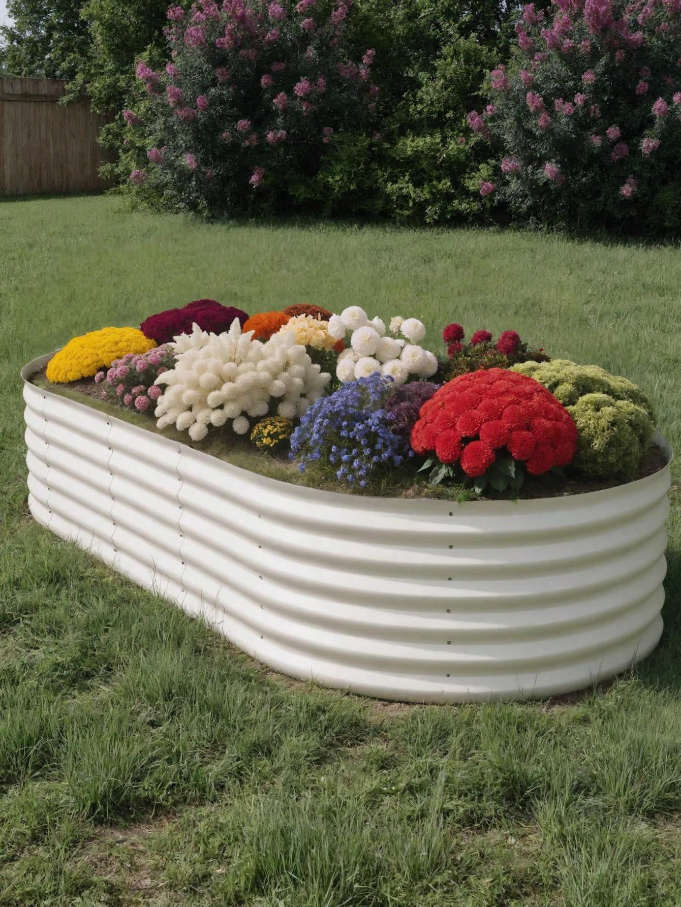 Beige - (2-Pack)Galvanized Steel 10x4x1.5Ft Raised Garden Bed ...
