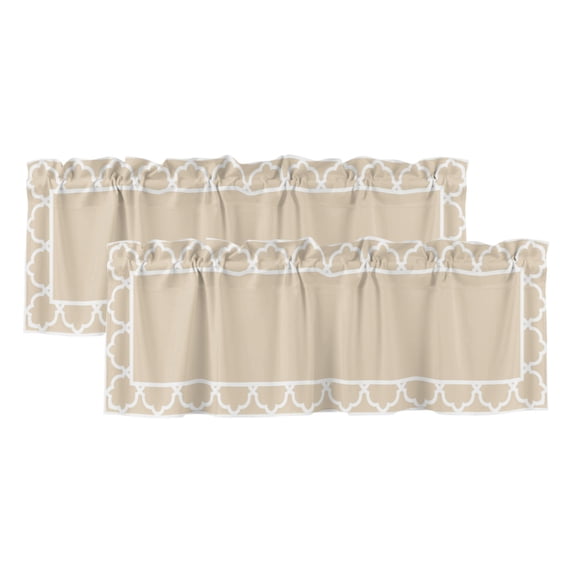 Beige 2 Panels Kitchen Valance, Geometric Morocco Printed Border Modern ...