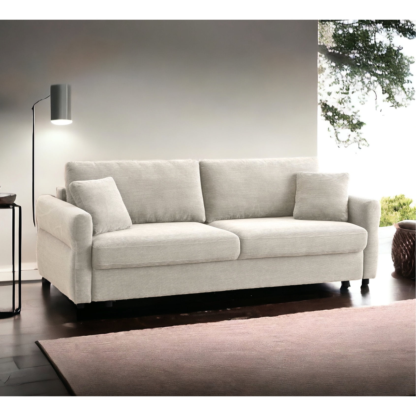 Beige 2-seat Pull-out Sleeper with Removable Back / Comfortable Seating ...