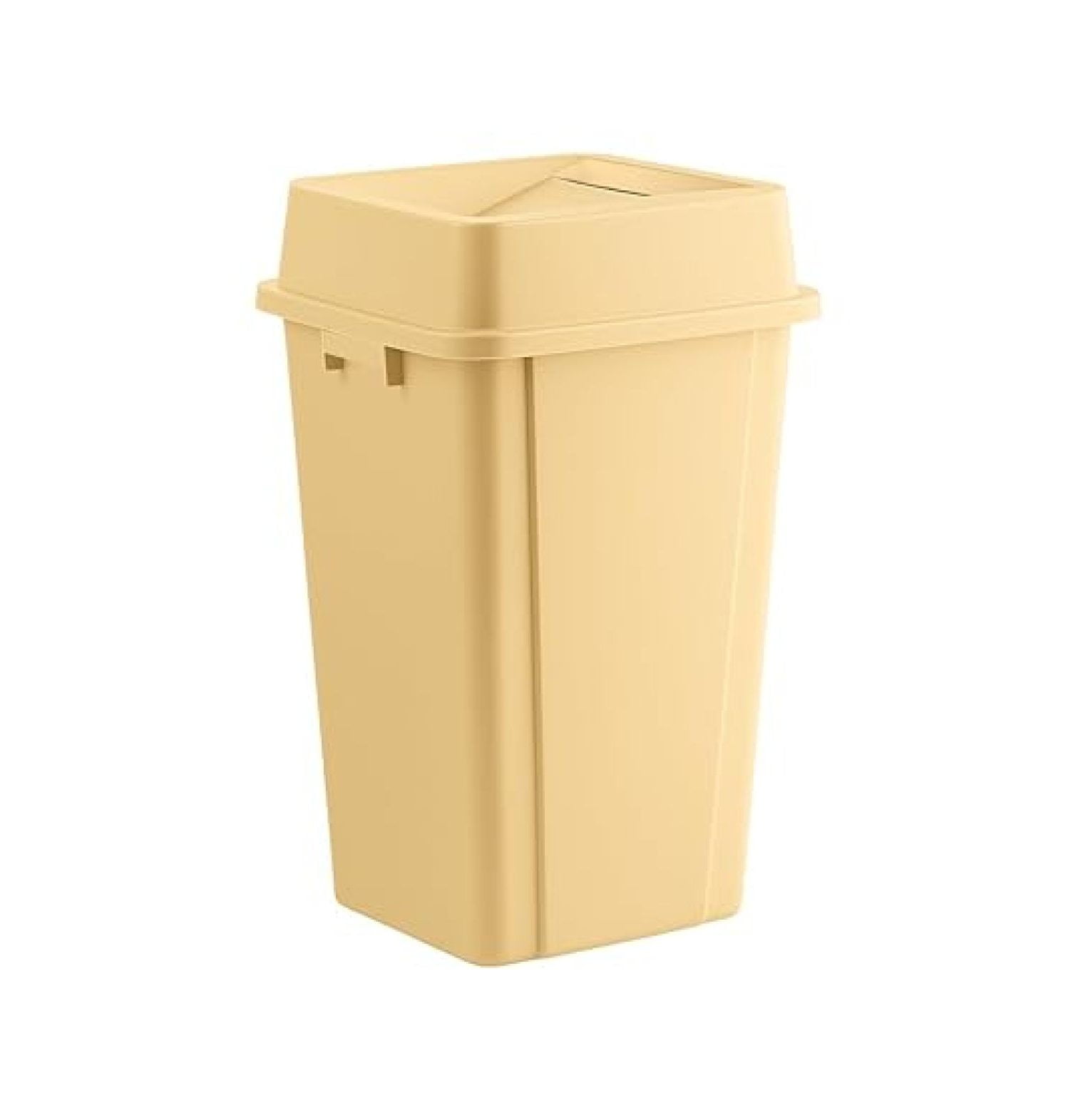 Beige 25‑Gallon Square Garbage Can with Lid - Heavy‑Duty Plastic ...