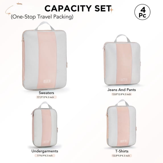 Beige 4 Set Travel Packing Cubes Luggage Organizers - Walmart.com