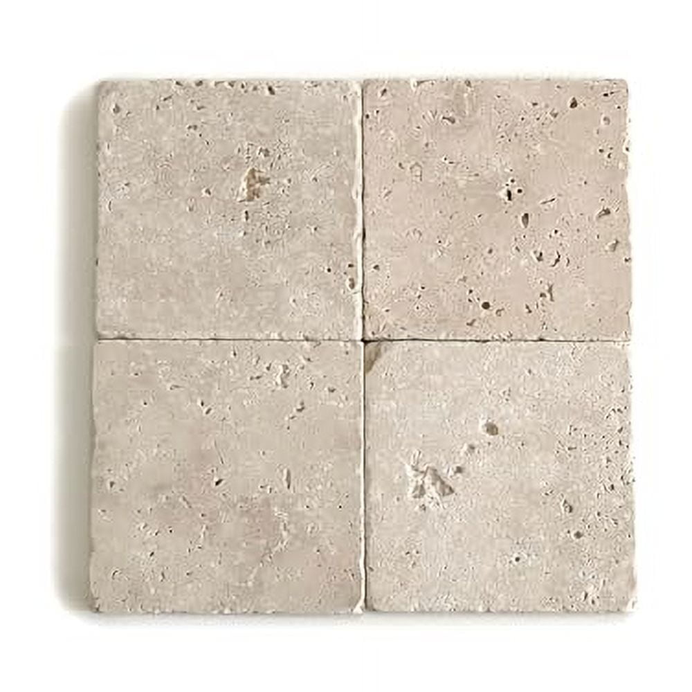 Beige 4'' X 4'' Travertine Stone Coaster Each Piece Unique Natural Stone Drink Spills Coasters ...