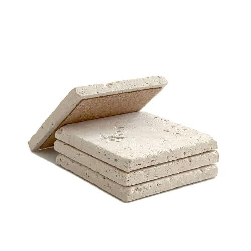 Beige 4'' X 4'' Travertine Stone Coaster Each Piece Unique Natural ...